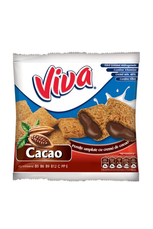 Viva Pernite umplute cu crema de cacao 100g - Total Blue